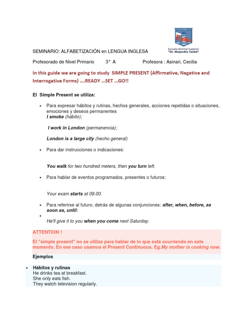 SIMPLE PRESENT - Theory and Practice | PDF