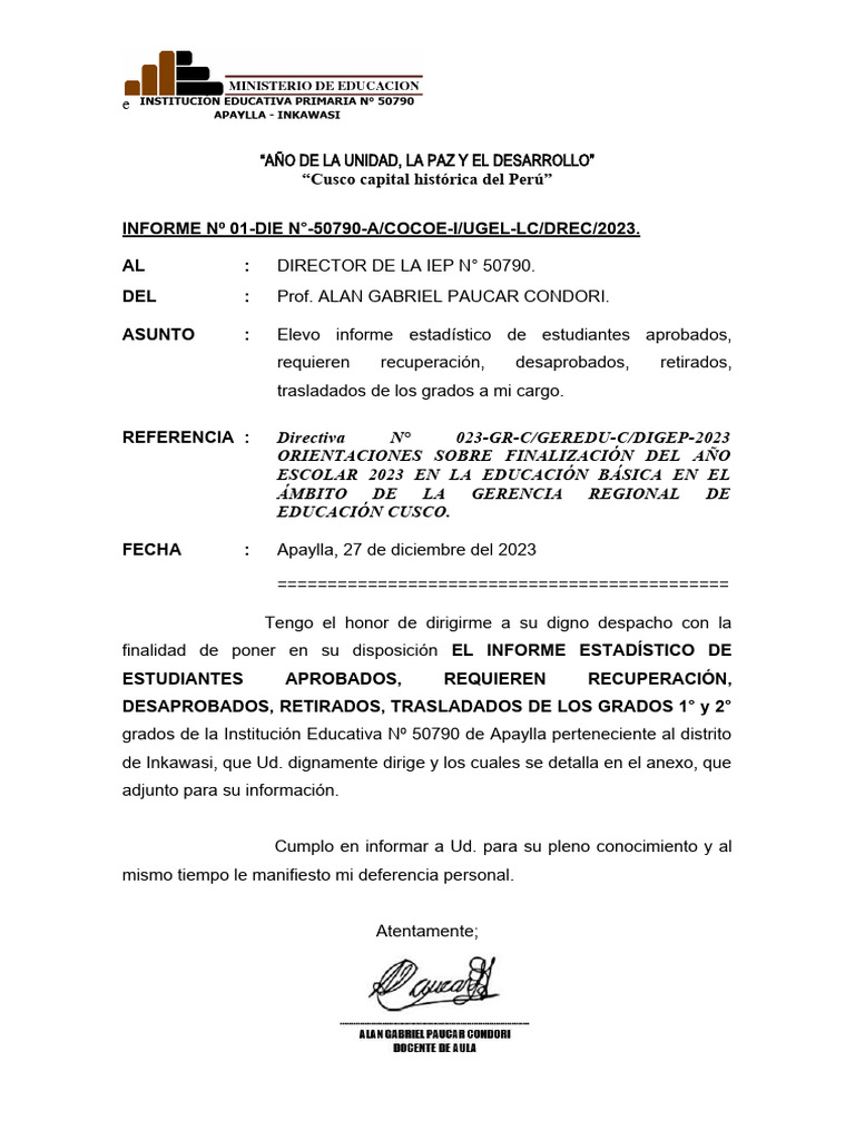 Documentos Finalización Año Escolar 2023 ALAN | PDF