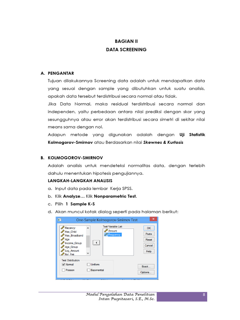 Data Screening | PDF | Metode & Bahan Ajar