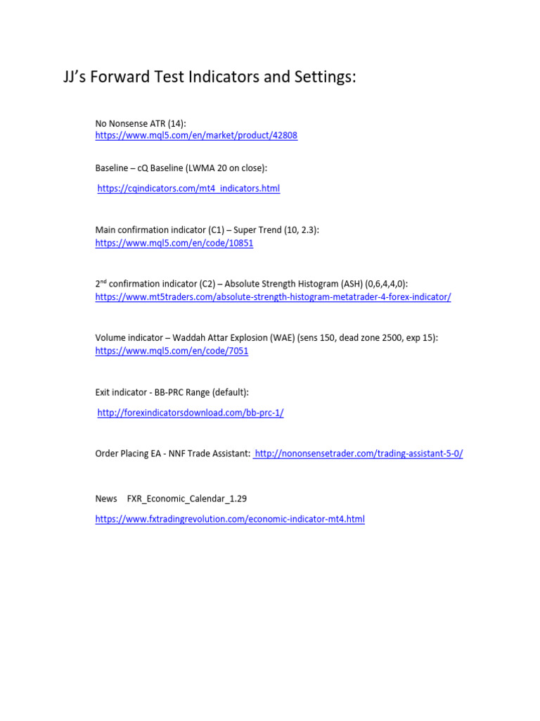 JJs Indicators and Settings | PDF | Computers