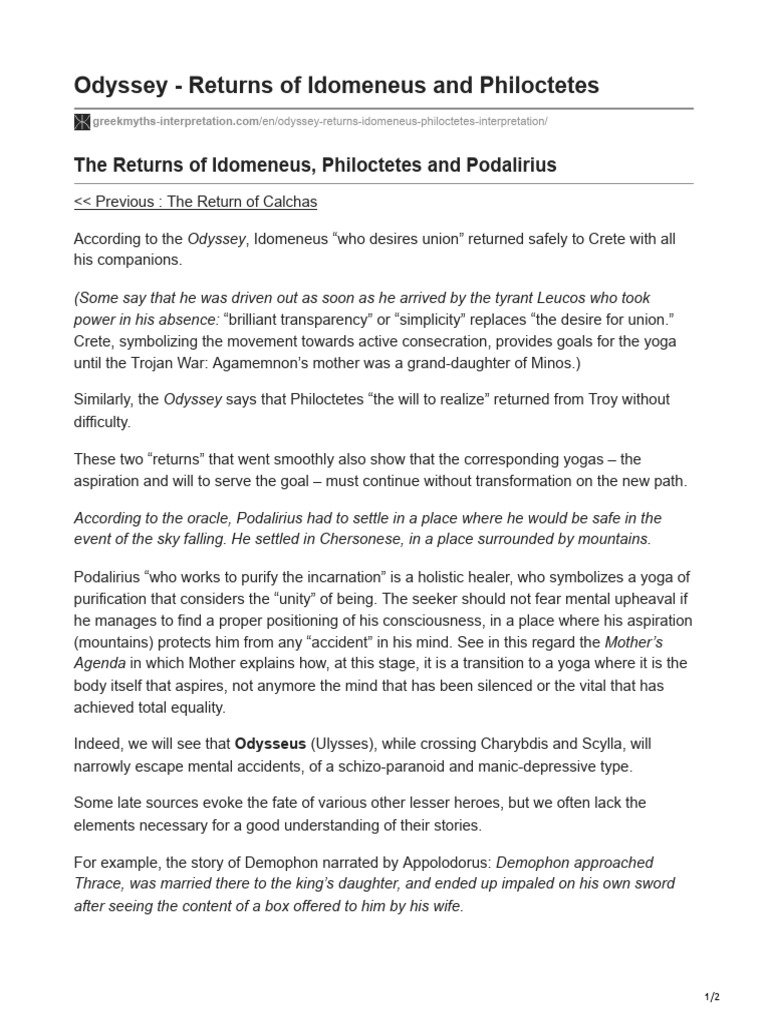 Odyssey - Returns of Idomeneus and Philoctetes | PDF | Trojan War ...