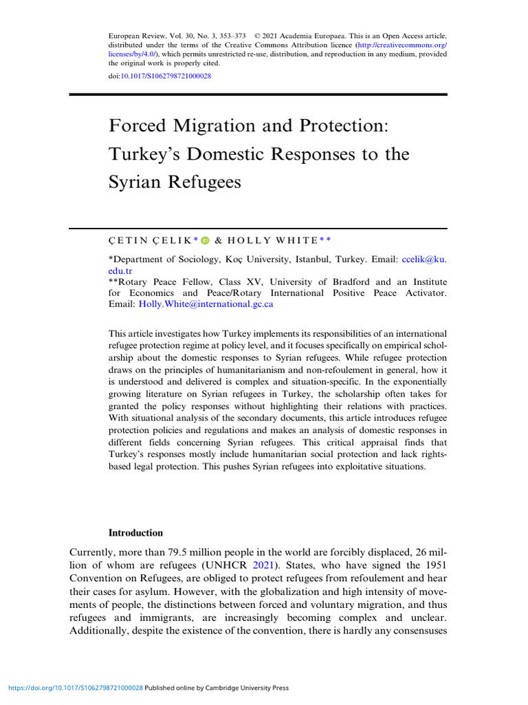 Forced Migration Protection Turkey | PDF