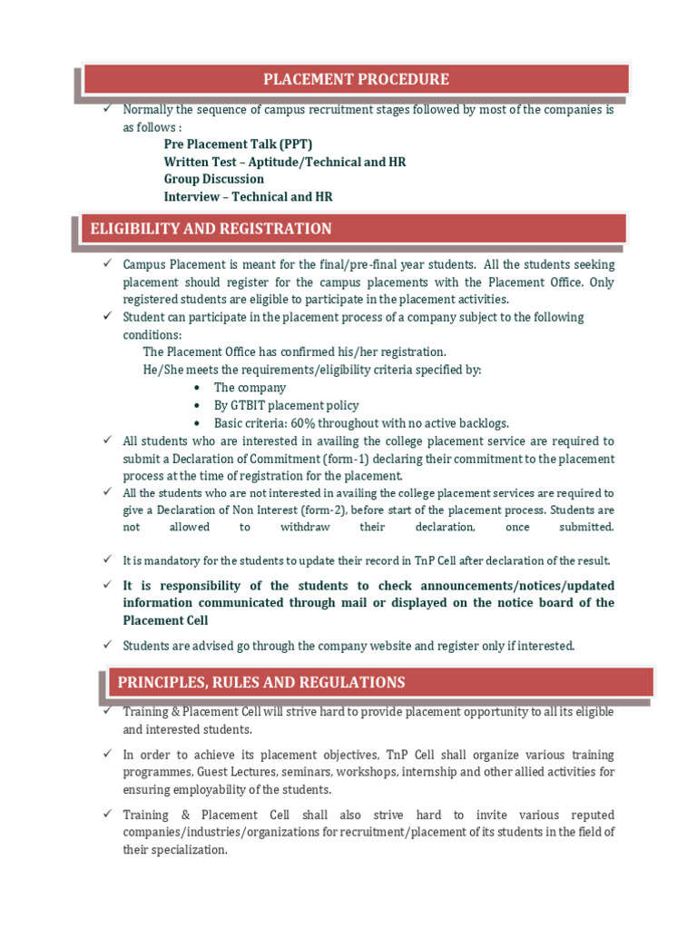 2024 - Final Placement Policy | PDF