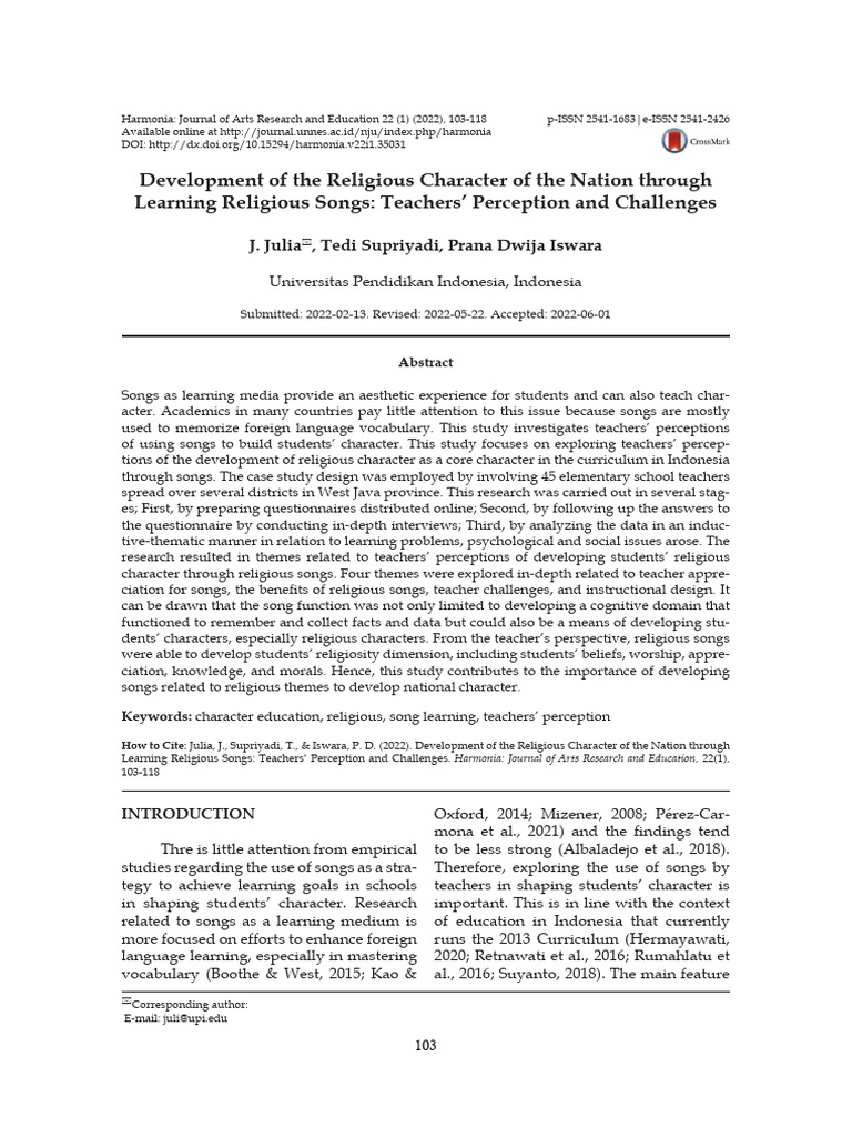 Development of The Religious Character of The Nati | PDF