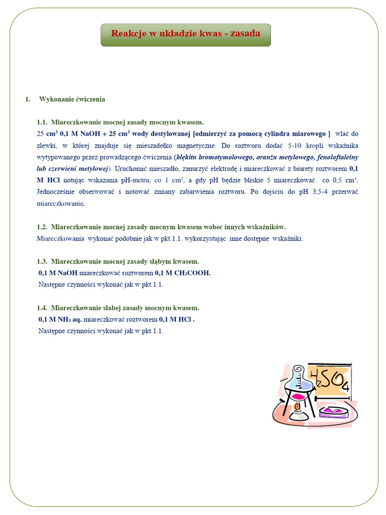 Cw2 Reakcje W Ukladzie Kwas-Zasada | PDF