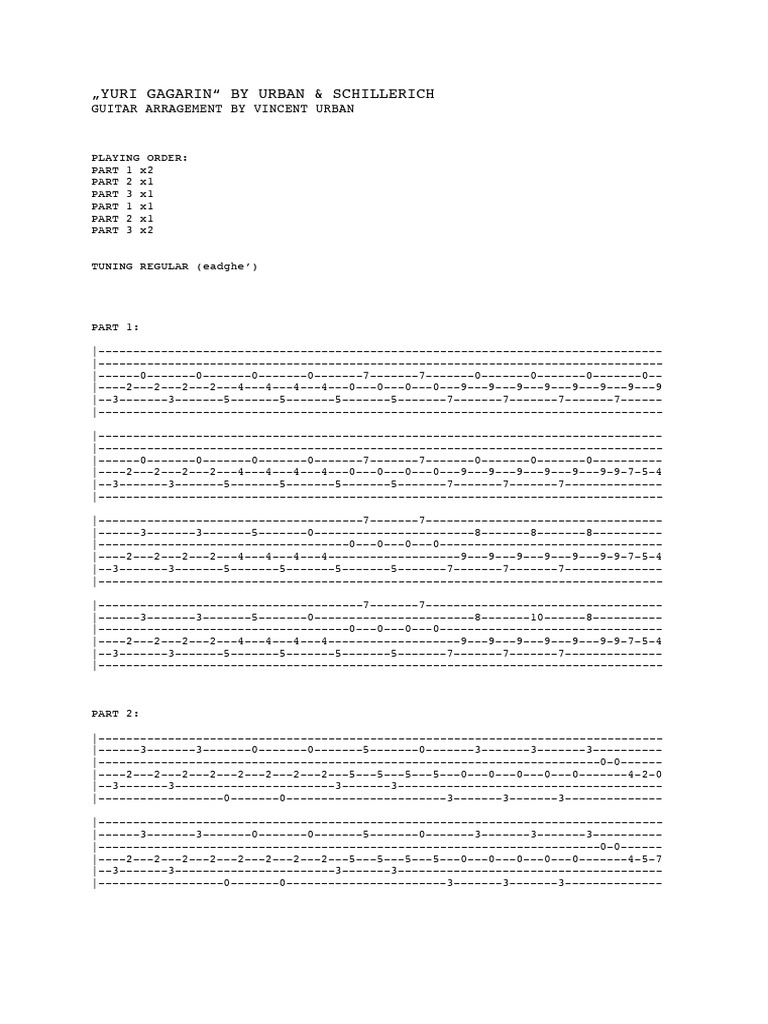 Guitar Tab for "Yuri Gagarin" | PDF | Home & Garden | Technology ...