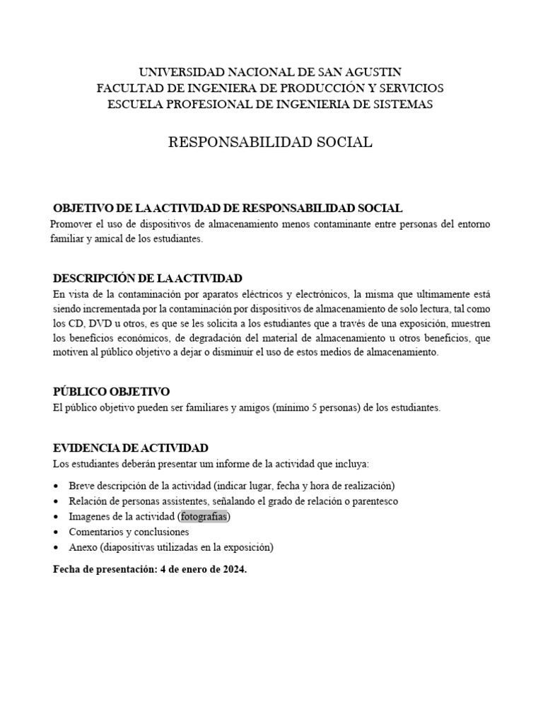 Actividad Responsabilidad Social | PDF