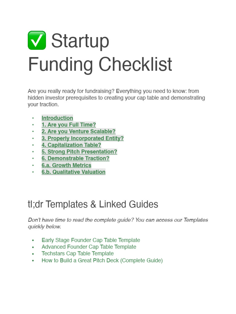 Startup Funding Checklist 1652824292 | PDF | Business