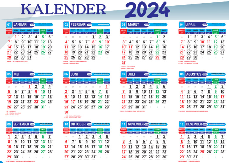 Kalender 12 Bulan A3 | PDF