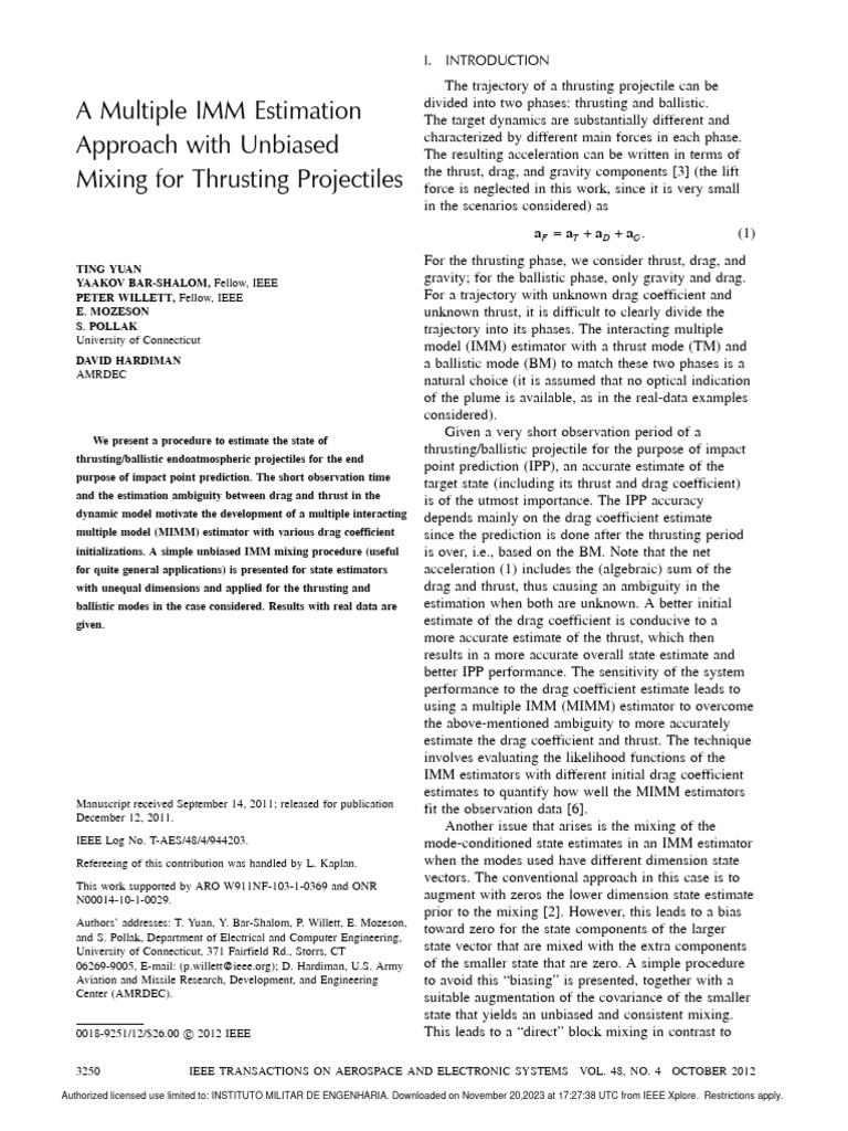 A Multiple IMM Estimation Approach With Unbiased Mixing For Thrusting ...