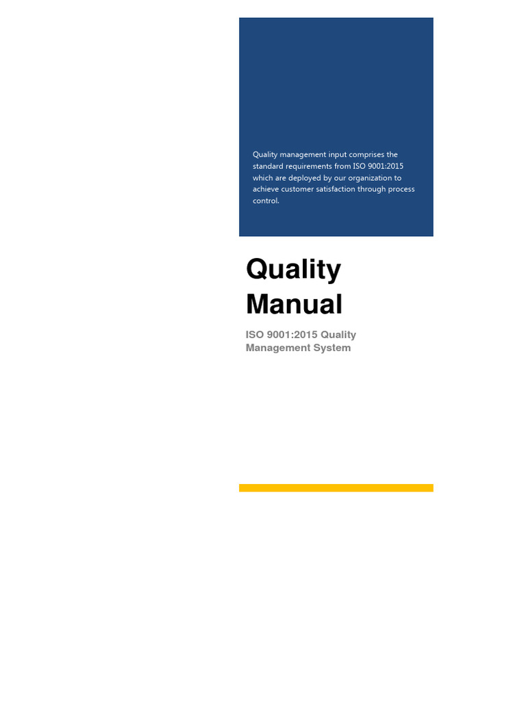 ISO 9001:2015 Quality Manual Guide | PDF | Quality Management | Quality ...