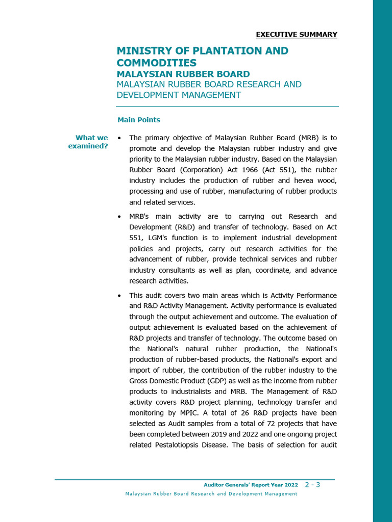 2 GETAH ES Malaysian Rubber Board Research and Development Management ...