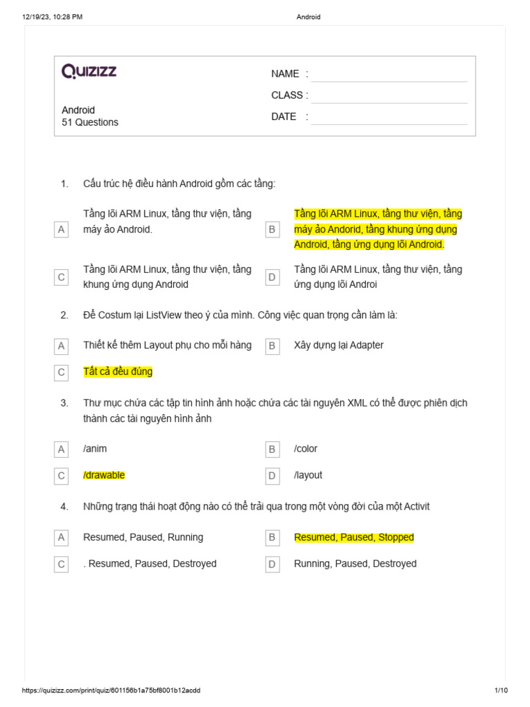 51 Questions: Name: Class: Date | PDF