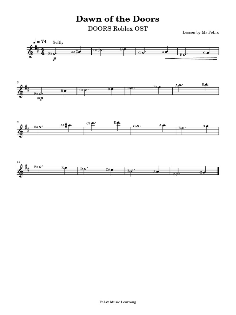 Dawn of The Doors - DOORS Roblox OST (Materi Ngajar) | PDF