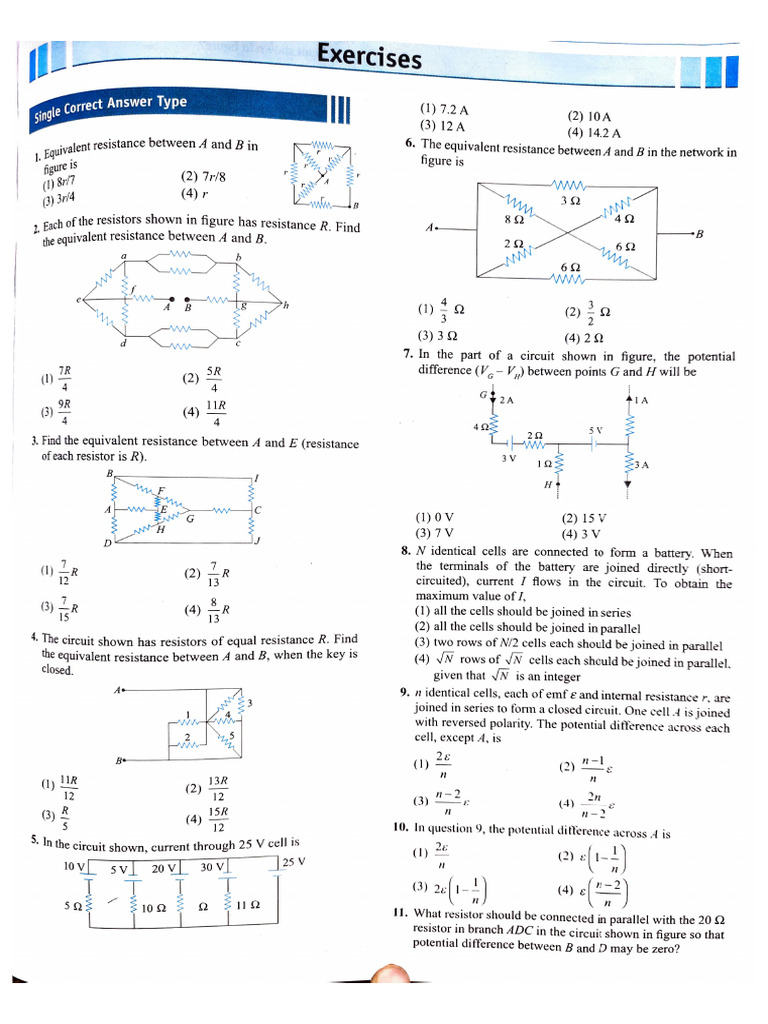 Current Electricity Sheet | PDF