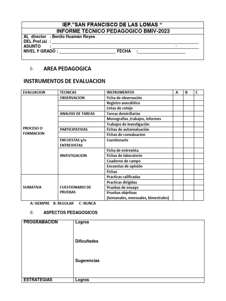 Informe Tecnico Pedagogico SFLC 2020 | Descargar gratis PDF | Evaluación | Science