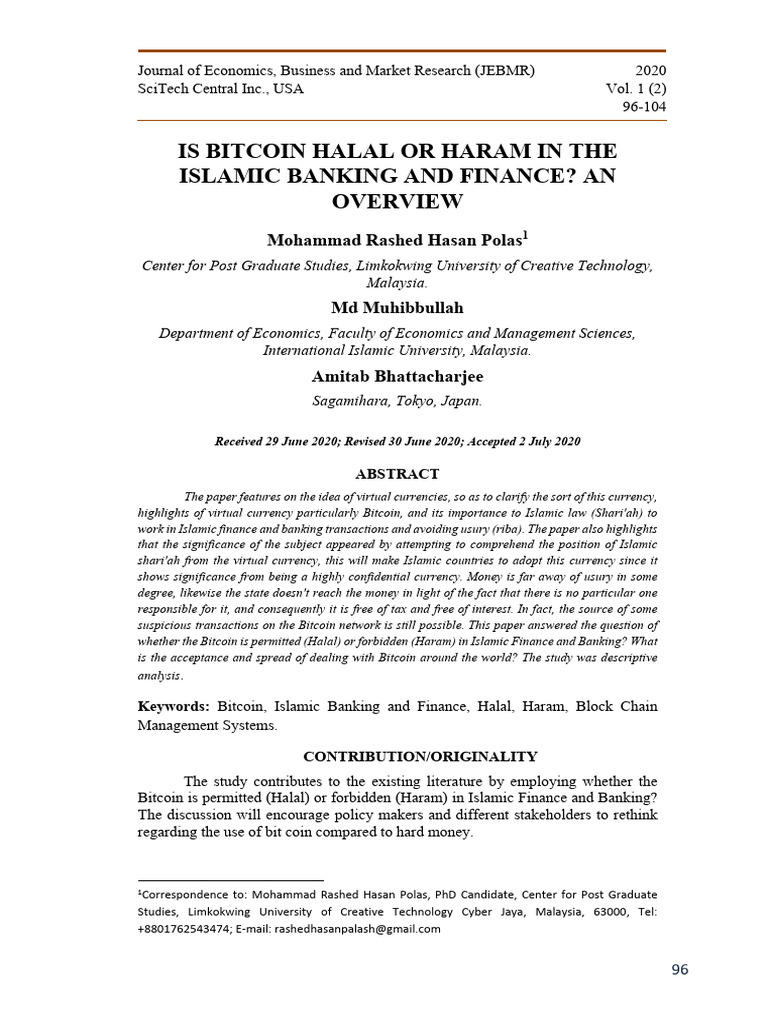 Is Bitcoin Halal or Haram in The Islamic Banking and Finance? An | PDF | Cryptocurrency ...