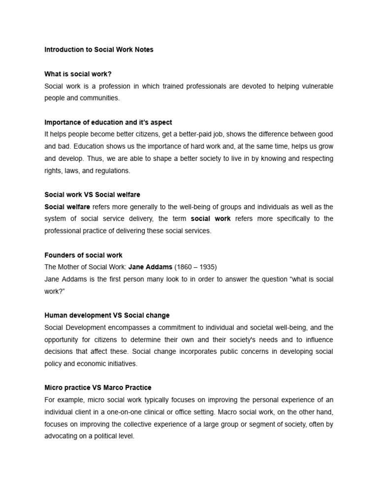 Introduction To Social Work | PDF