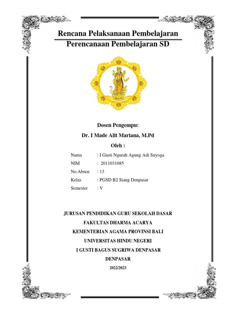 Adi Suyoga PGSD B2 SMT V - RPP | PDF