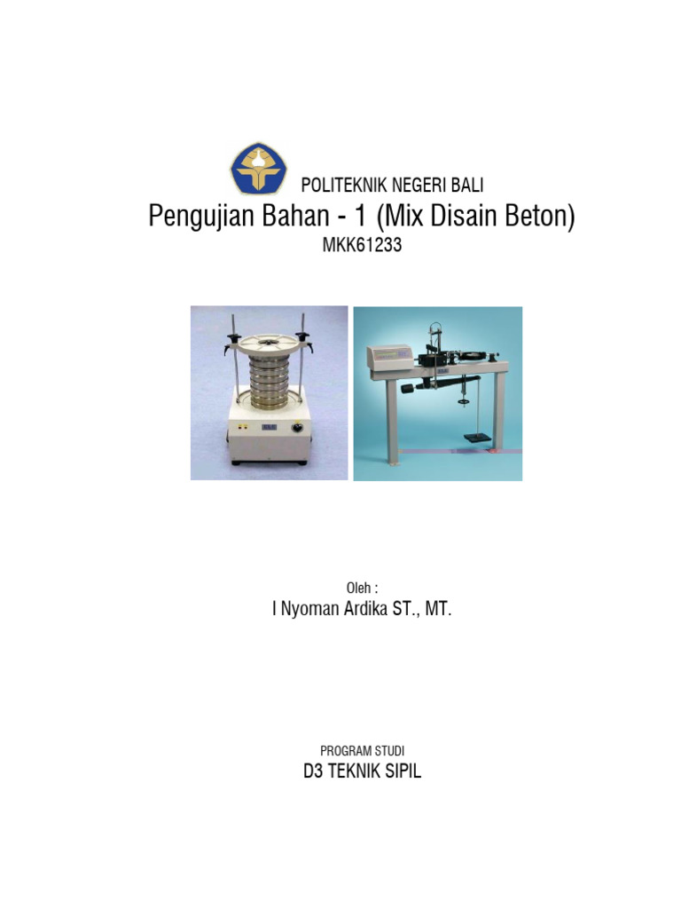 00 Buku Ajar Lab Bahan I D3 TS PNB USE | PDF | Griya & Taman | Sains ...