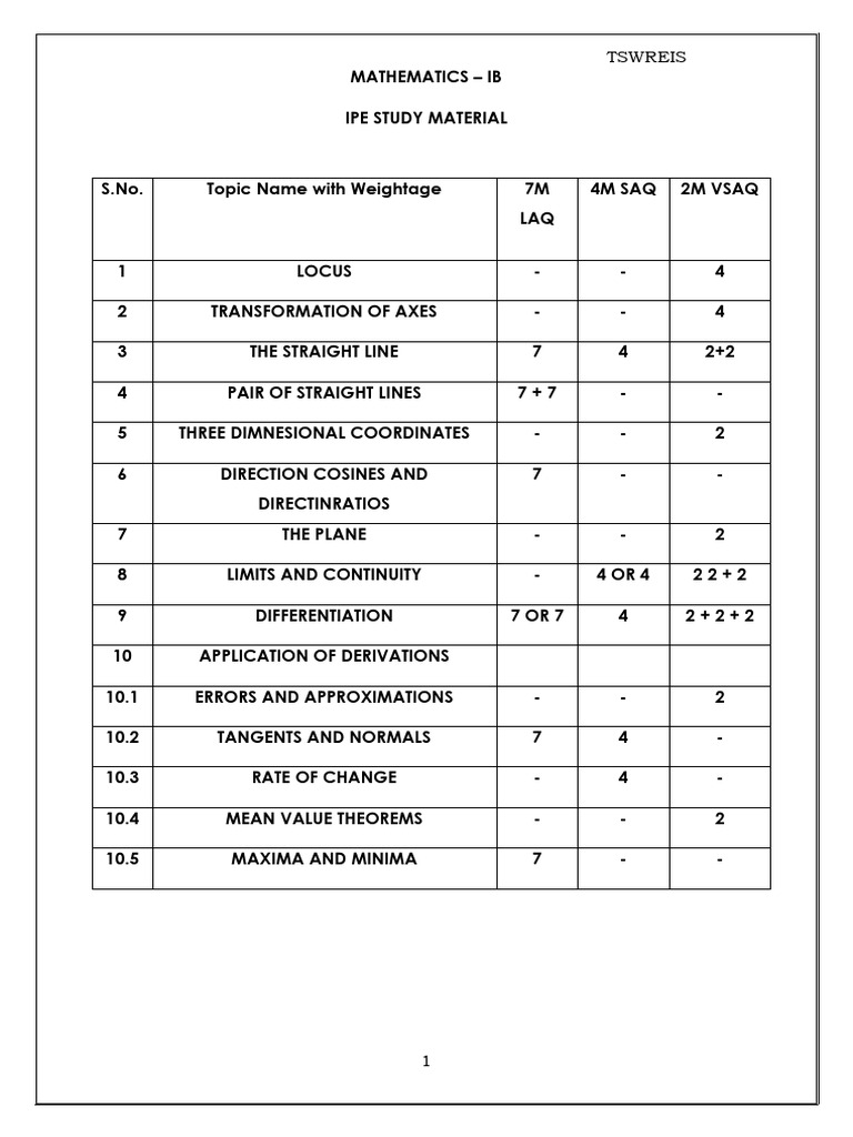 Math-IB IPE Study Material (Final) | PDF | Triangle | Euclidean Geometry