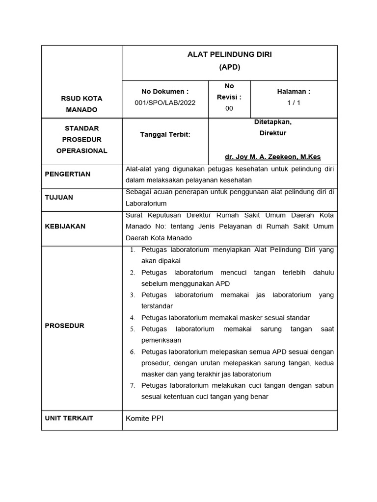 001 Spo Alat Pelindung Diri (Apd) - 1 | PDF