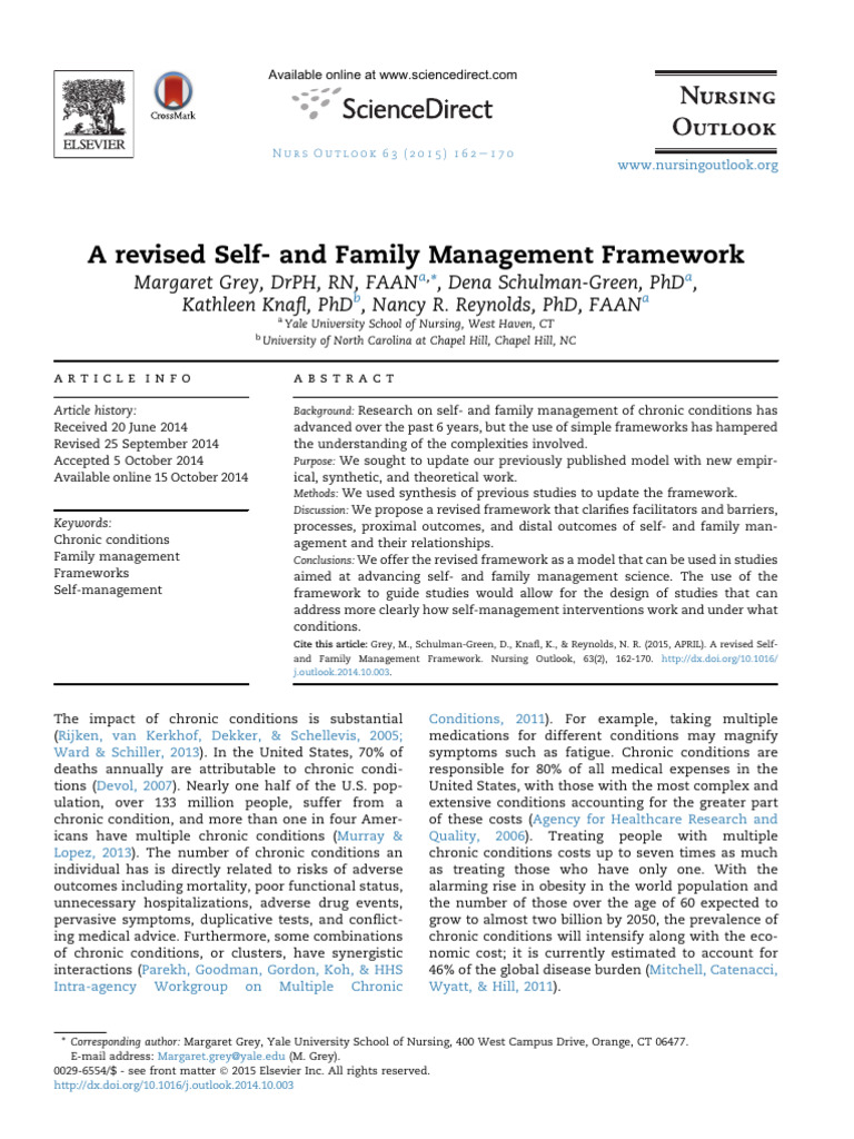 Revised Self-And Family Management | PDF | Chronic Condition ...