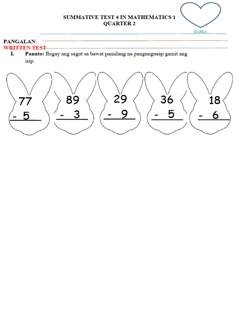 Summative Test 3 - Math Q2 - W7-8 | PDF