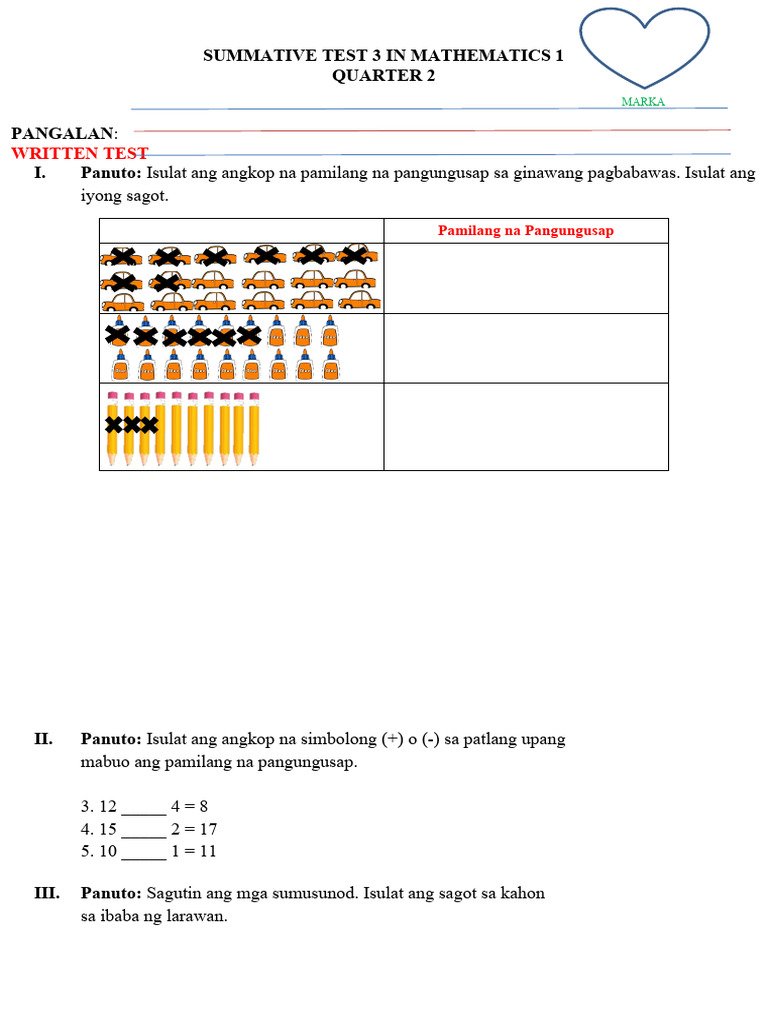 Summative Test 3 - Math Q2 - W5-6 | PDF