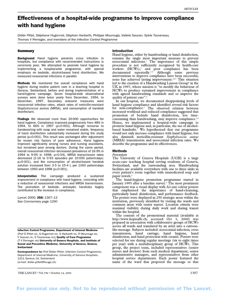 Effectiveness of A Hospital Wide Programme To Improve Compliance With ...