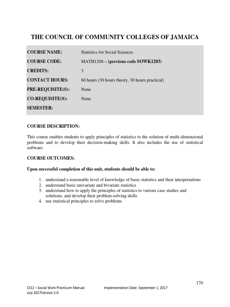 Statistics for Social Sciences Course | PDF | Sampling (Statistics) | Mean