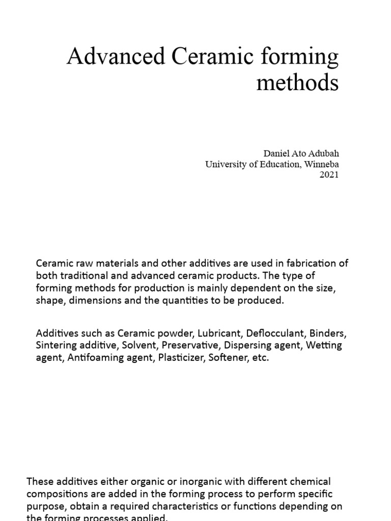 Advaned Ceramic Forming Methods | Download Free PDF | Extrusion | Casting