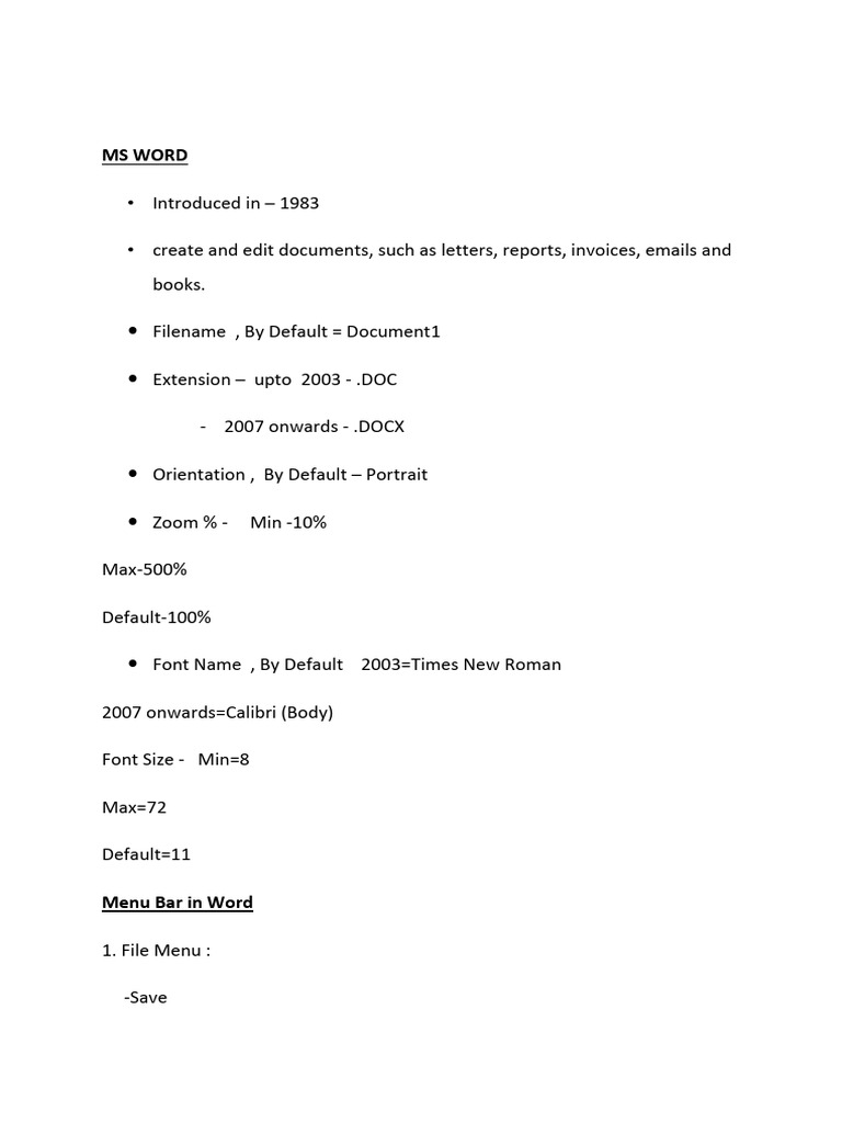 Word Notes | PDF | Microsoft Word | Text