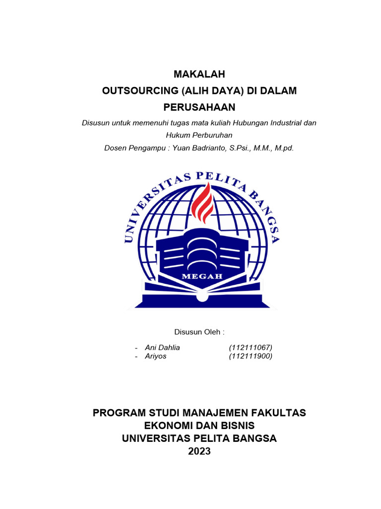 Makalah Outsourcing dalam Hukum Ketenagakerjaan | PDF | Pengelolaan ...