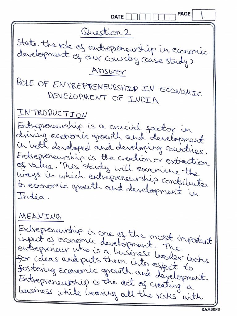 Role of Entrepreneurship Case Study | PDF | Science & Mathematics