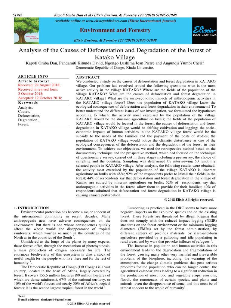 Analysis of The Causes of Deforestation and Degradation of The Forest ...