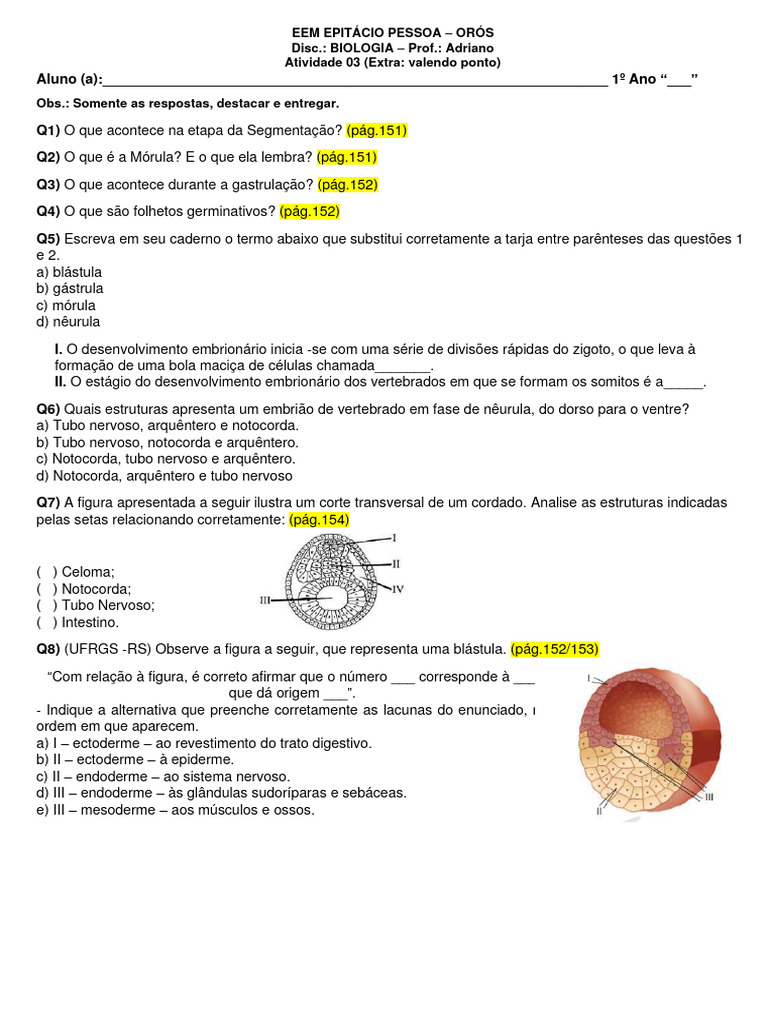 Ativ 03 - Extra - 1º Ano BIOL | PDF | Estudos de Línguas Estrangeiras | Bem-estar