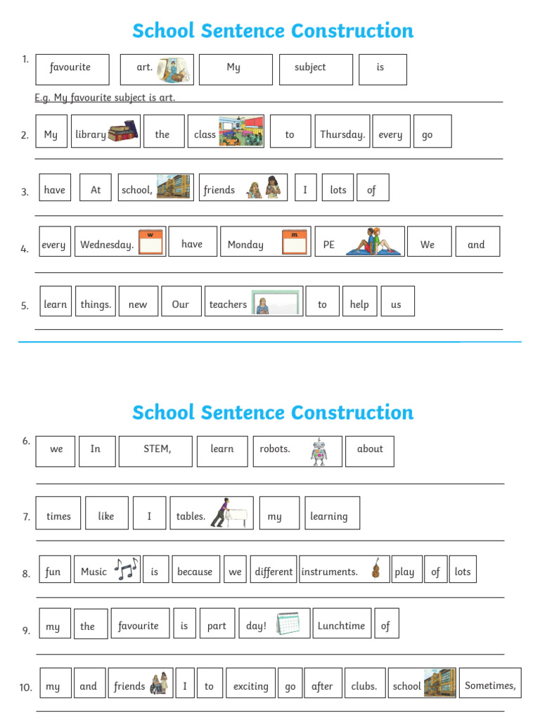 A School Sentence Construction | PDF