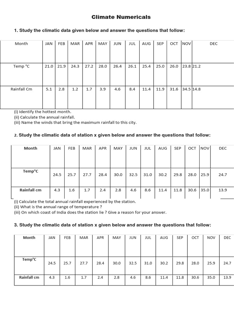 Climate Data Analysis and Calculations | PDF | Science & Mathematics