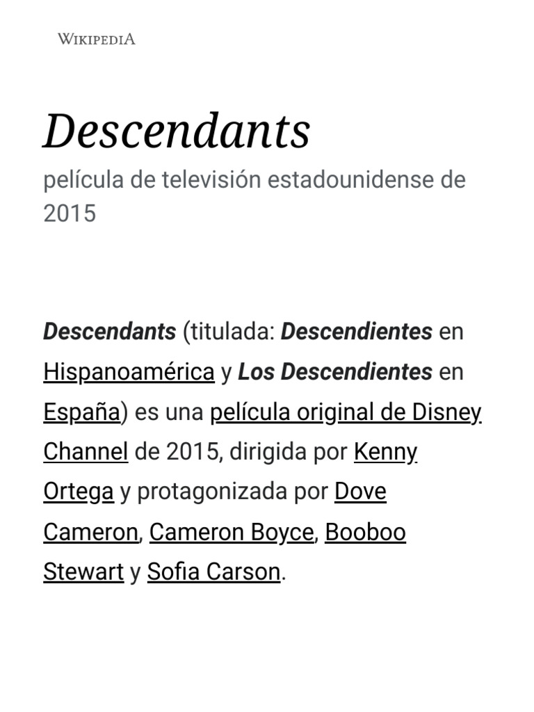 Descendants - Wikipedia, La Enciclopedia Libre | PDF