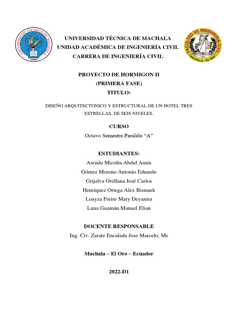 Proyecto de Hormigon II. (Grupo 4) | PDF | Turismo | Ascensor