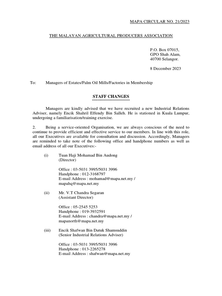 Staff Changes | PDF | Malaysia