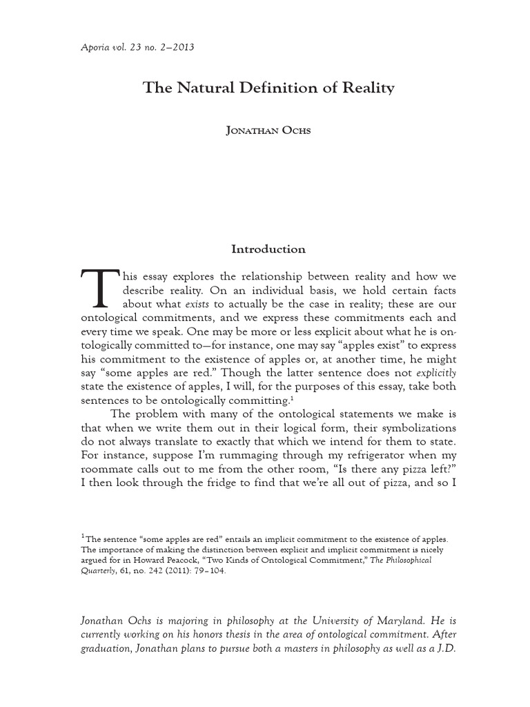 The Natural Definition of Reality | PDF