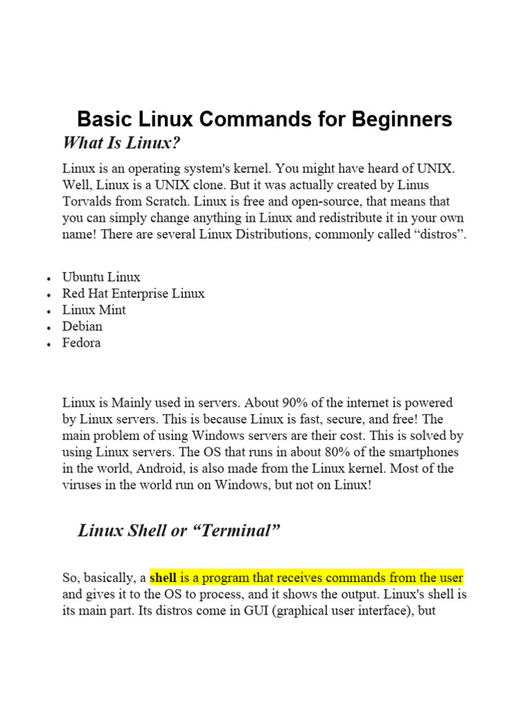 Basic Linux Commands | Download Free PDF | Linux | Computer File