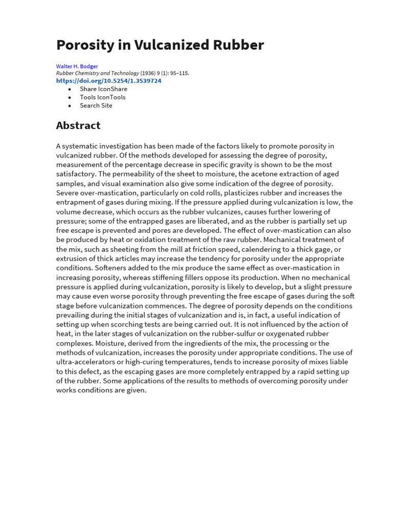 Factors Influencing Rubber Porosity | PDF | Porosity | Natural Rubber