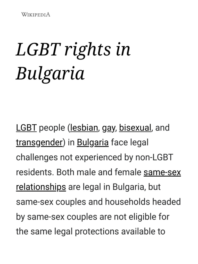 LGBT Rights in Bulgaria Wikipedia | PDF | Homosexuality | Lgbt