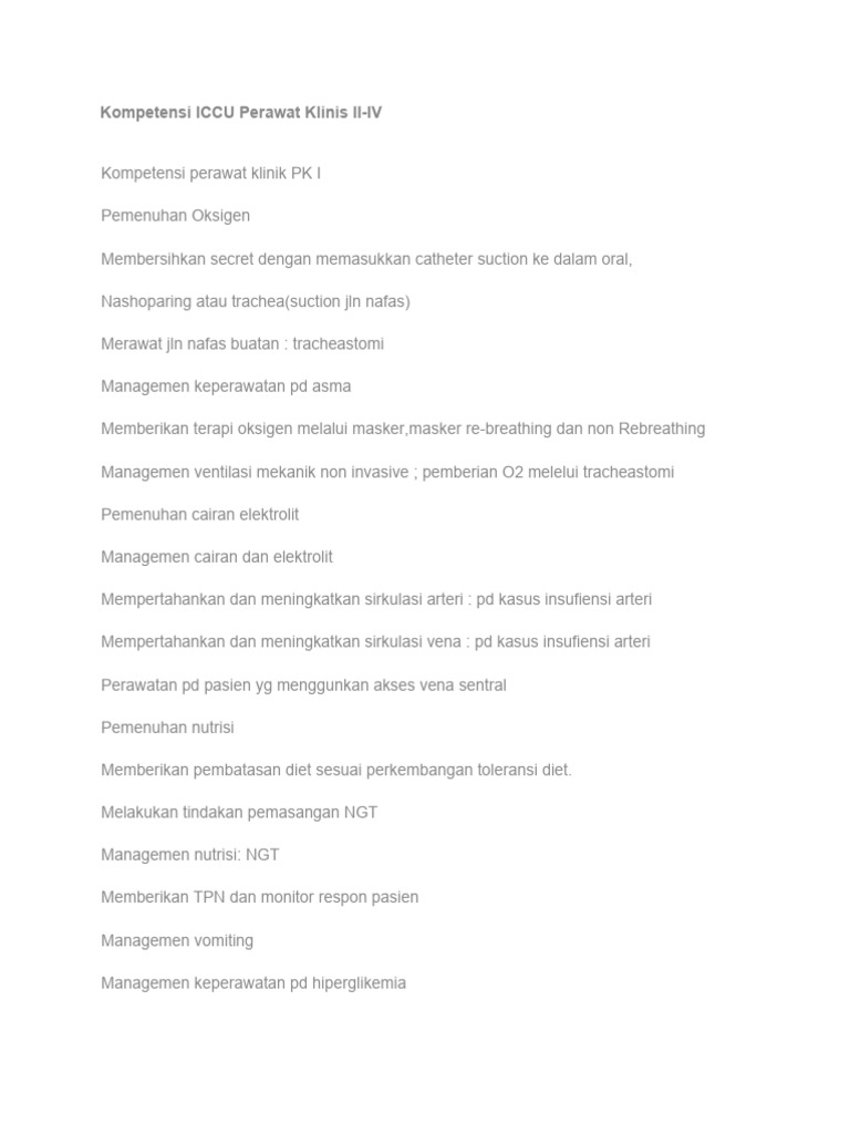 Kompetensi ICCU Perawat Klinis II-IV | PDF