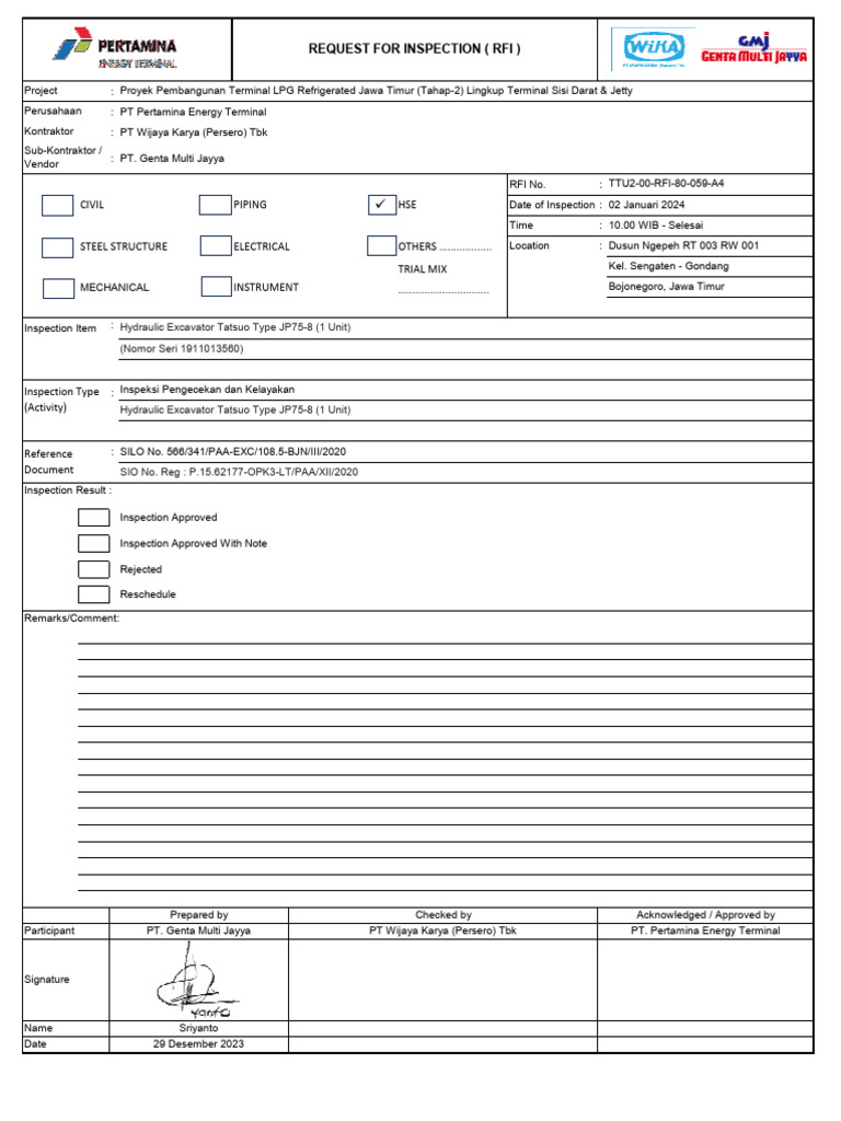Ttu2-00-Rfi-80-059-A4 Excavator Tatsuo JP75-8 | PDF