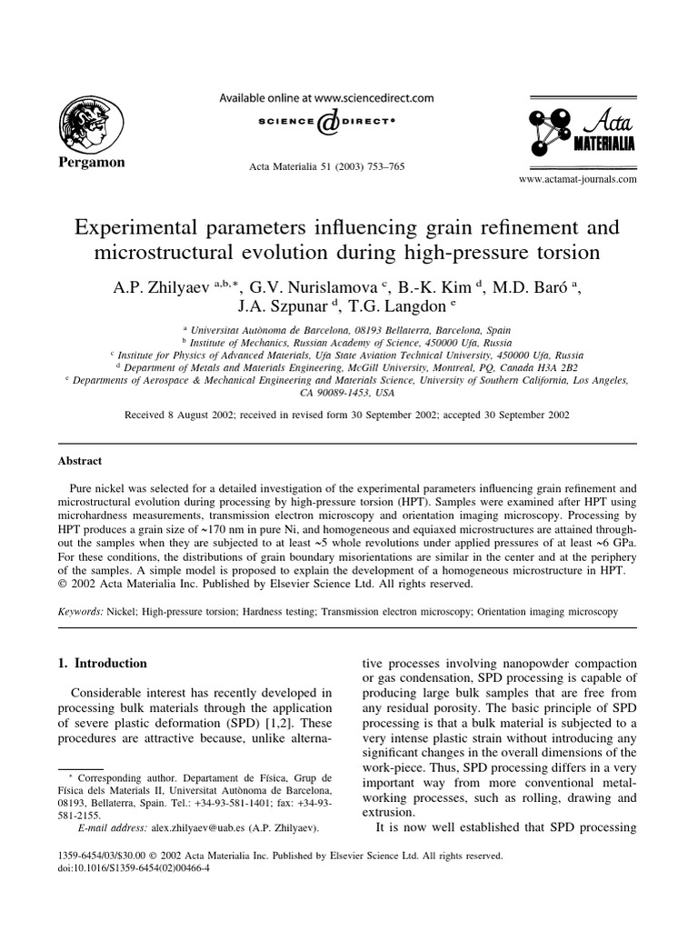 4 Experimental Parameters Influencing Grain Refinement and | PDF 4 Experimental Parameters Influencing Grain Refinement and | PDF