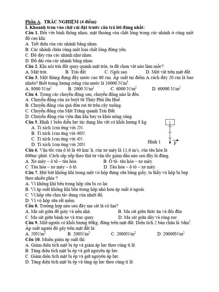 Kiem Tra HK1 Vat Li 8 - 1 | PDF